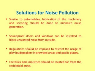 Noise Pollution Prevention Methods