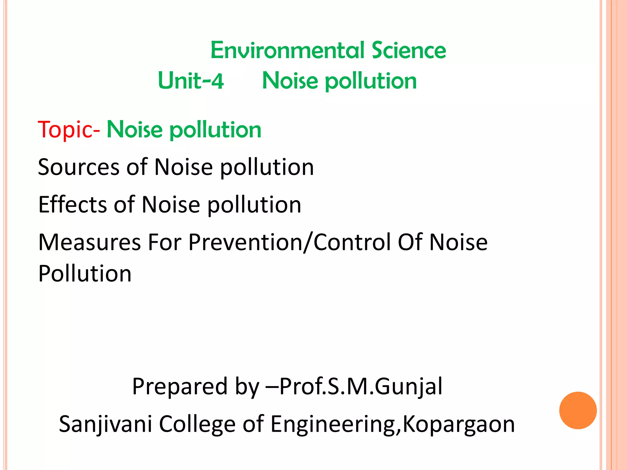 Environmental science -Noise pollution | PDF | Heart and Cardiovascular ...