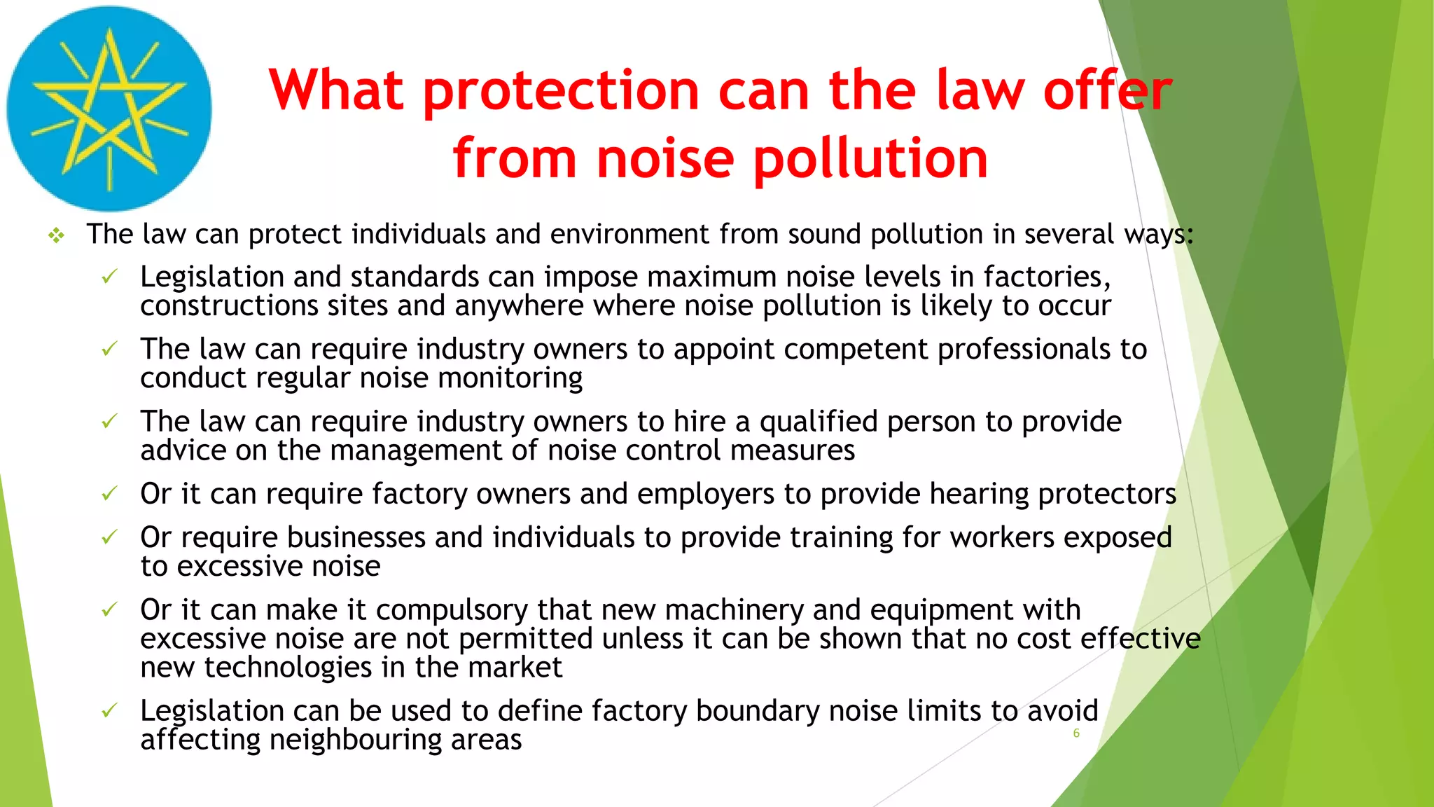 Noise pollution regulatory arrangements under ethiopian environmental ...