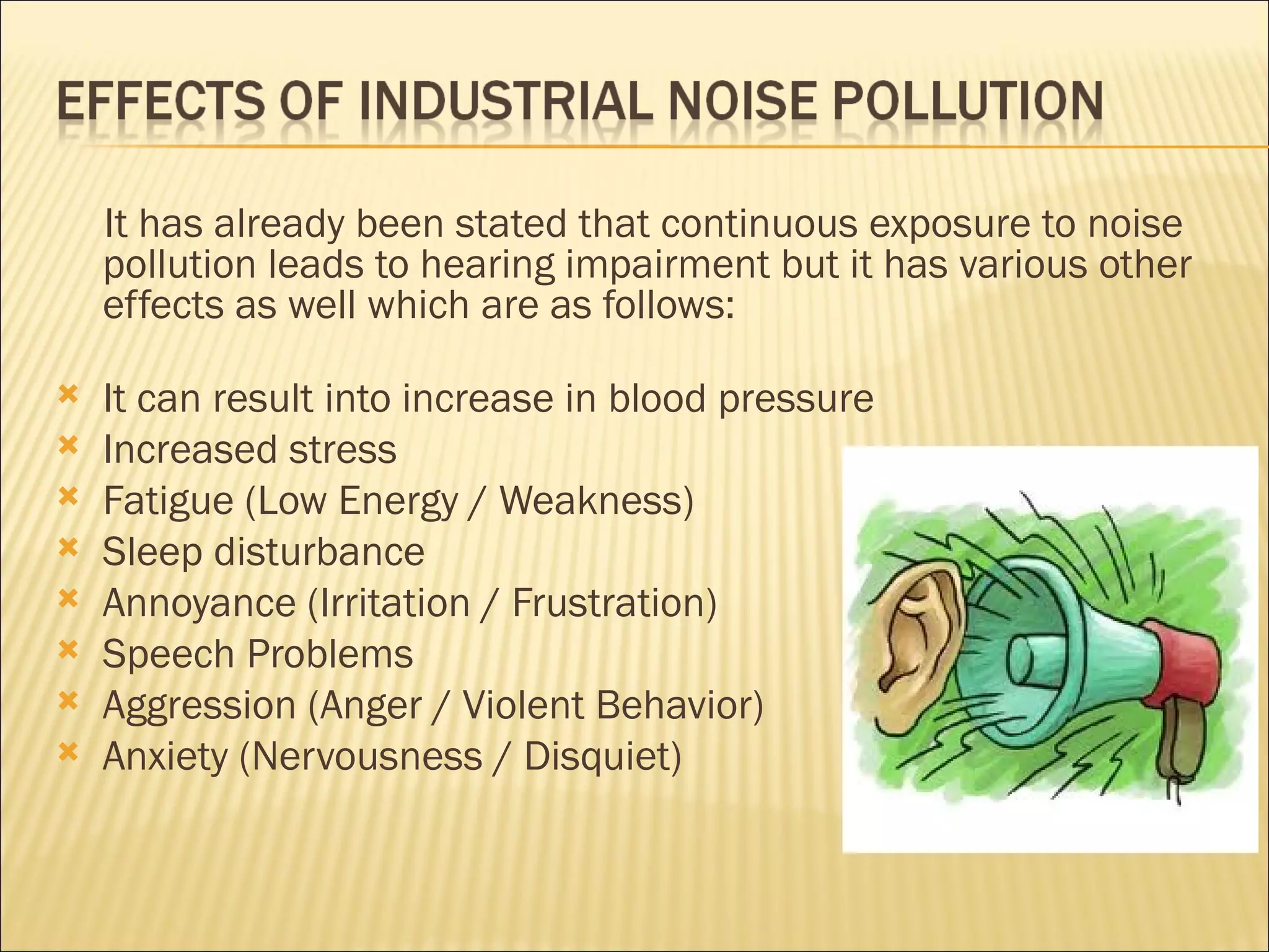 Noise pollution and its control BY Muhammad Fahad Ansari 12IEEM14 | PPT