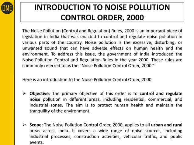 Noise pollution control order notes for law | PDF