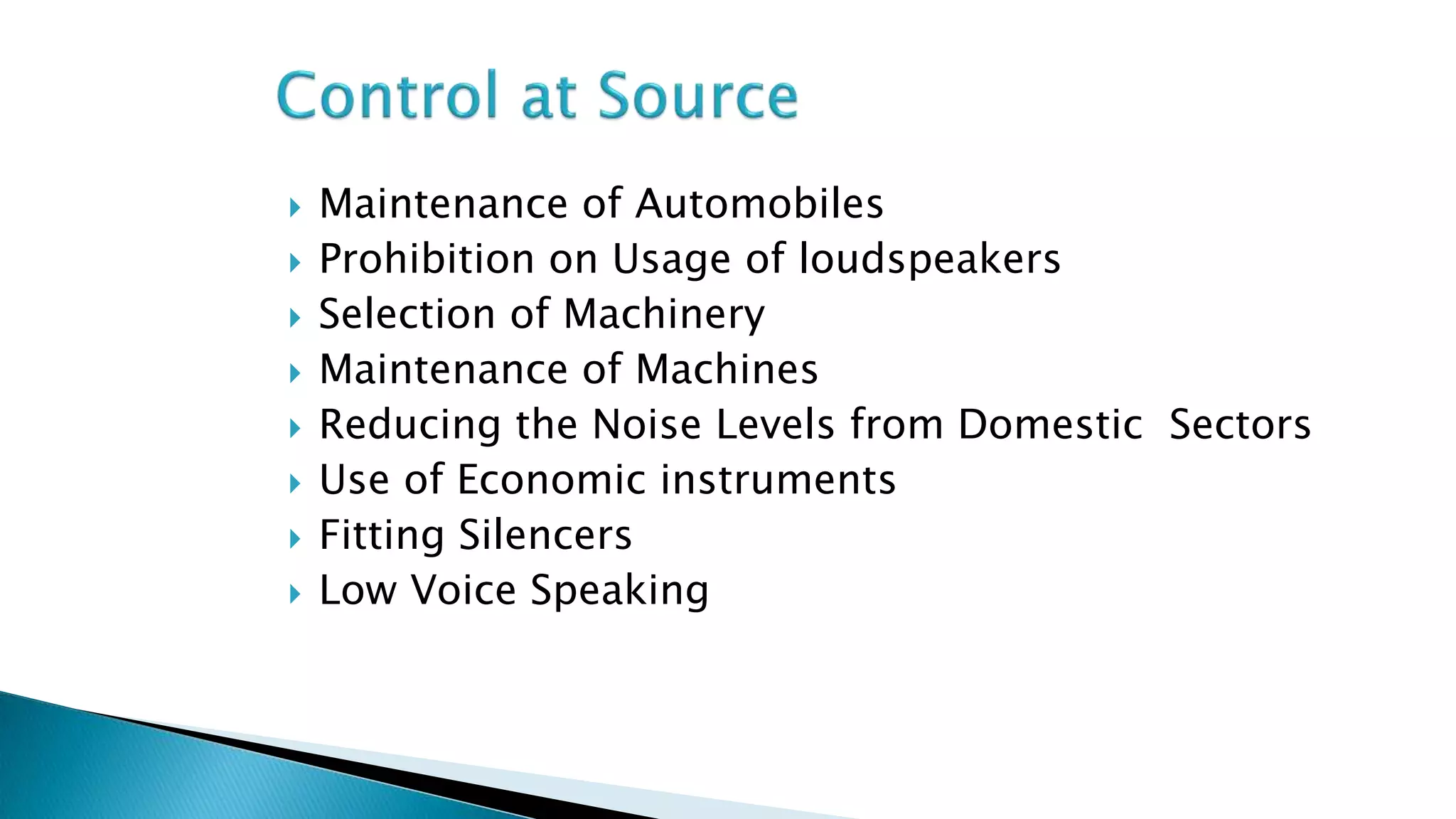 Noise pollution project For Environmenal Management (Causes, Controls ...