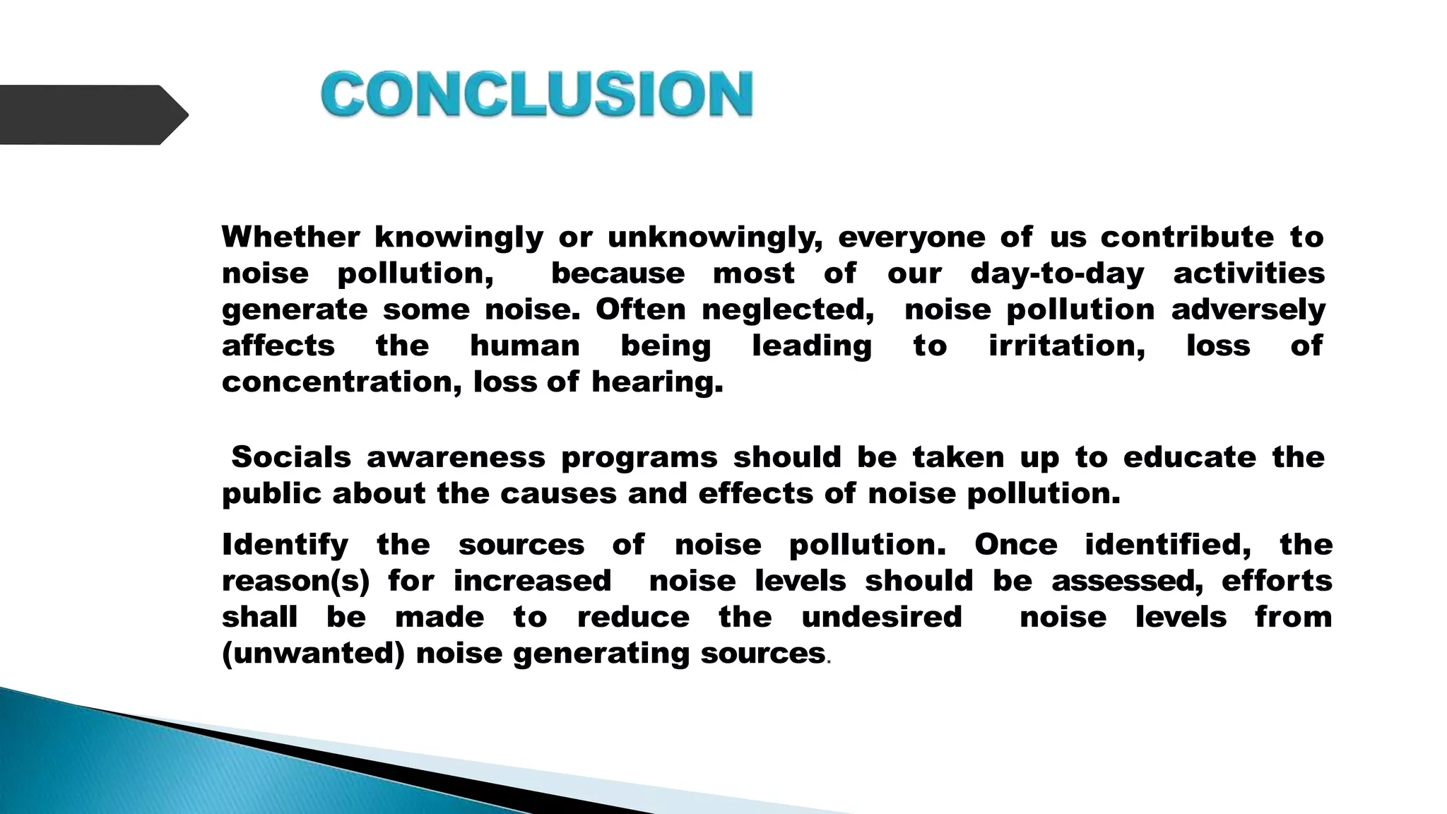 Noise pollution project For Environmenal Management (Causes, Controls ...