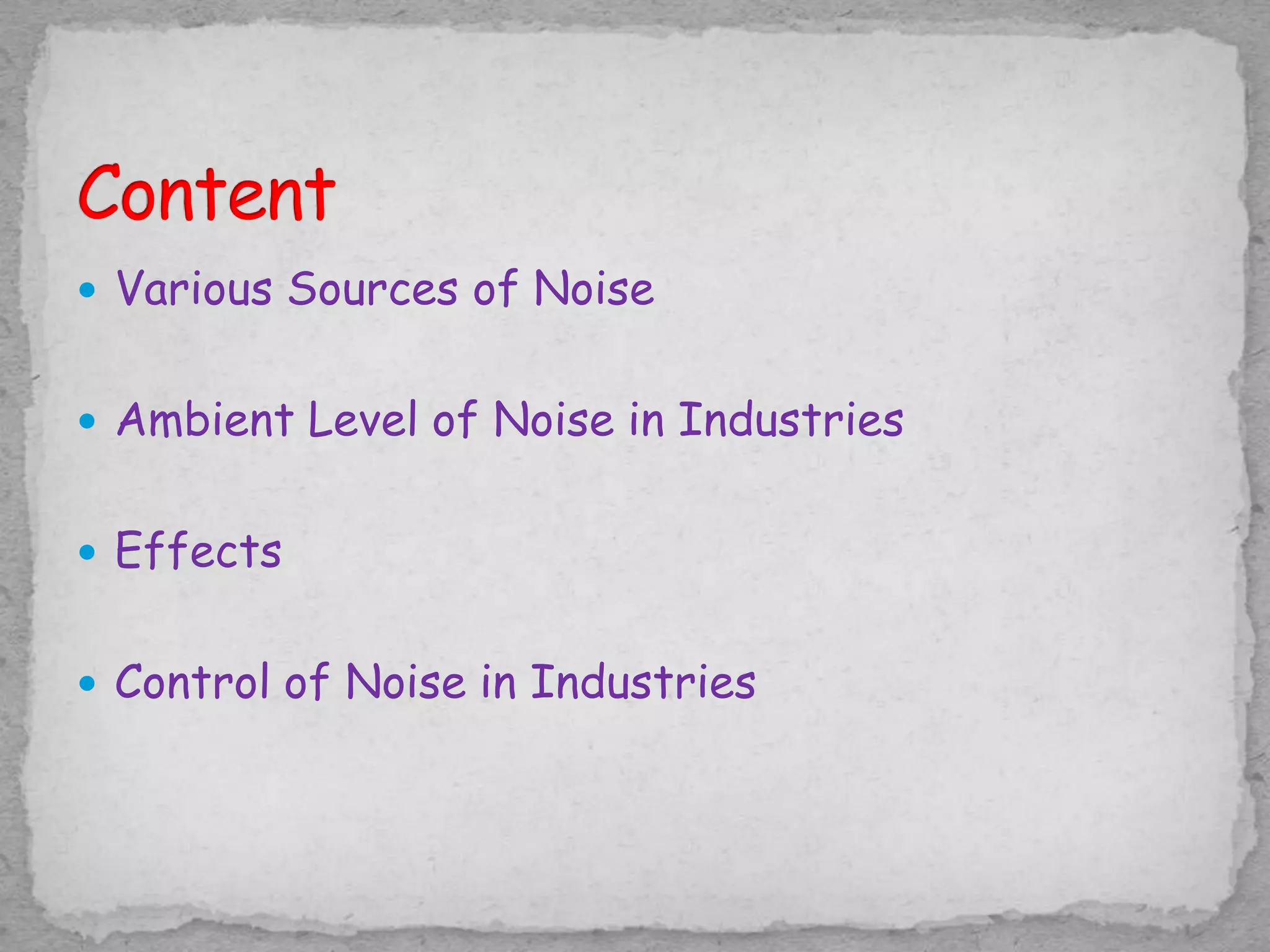Noise pollution in industries and harbour | PPTX