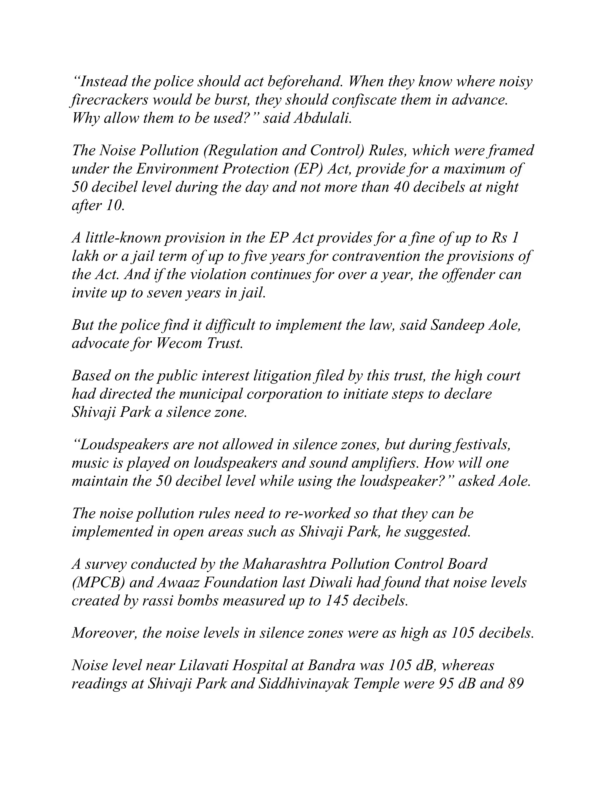 Noise pollution is excessive | DOCX