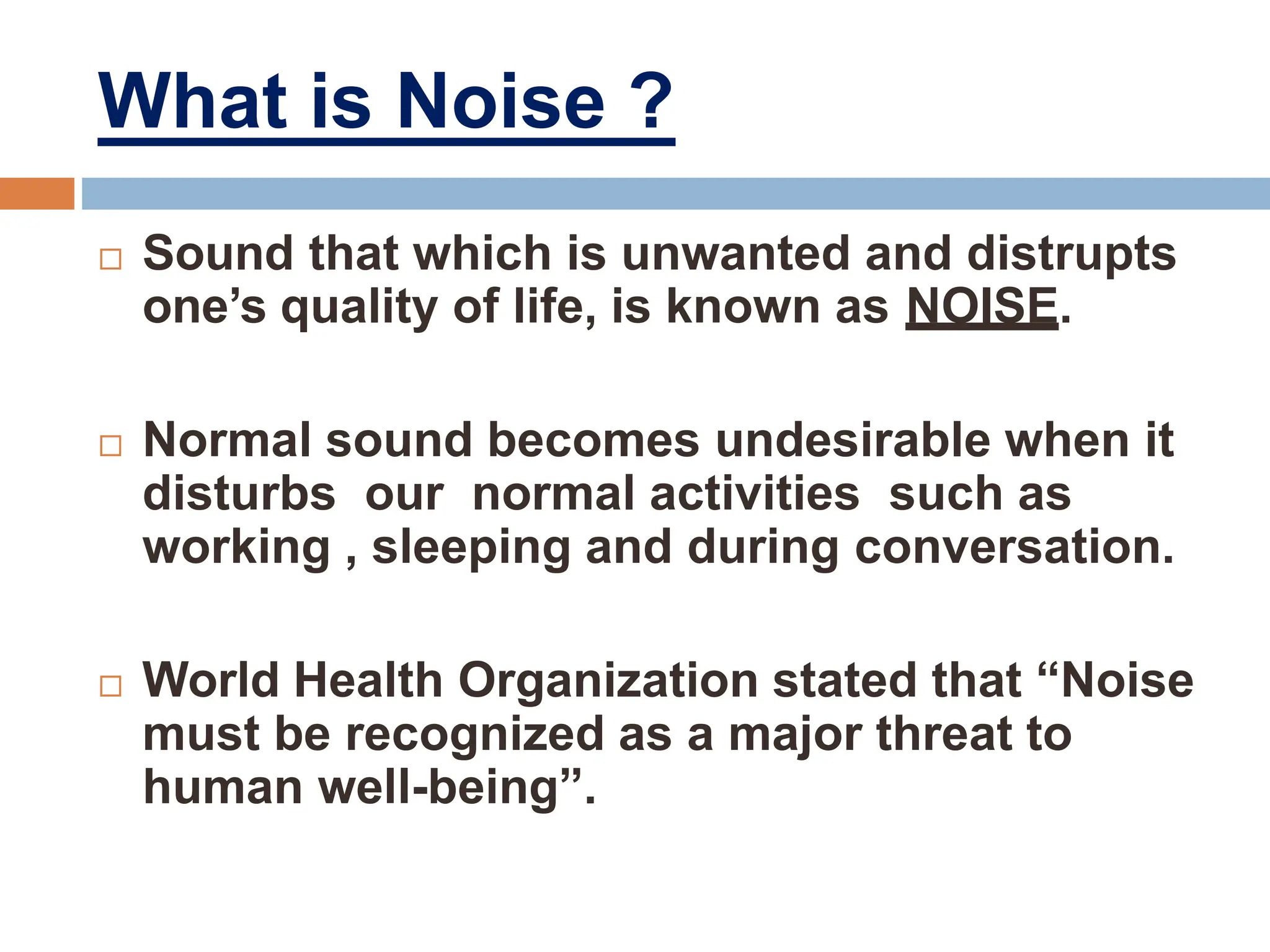 noisepollution ppt for Gnm 1st year students | PPTX