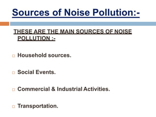 noisepollution ppt for Gnm 1st year students | PPTX