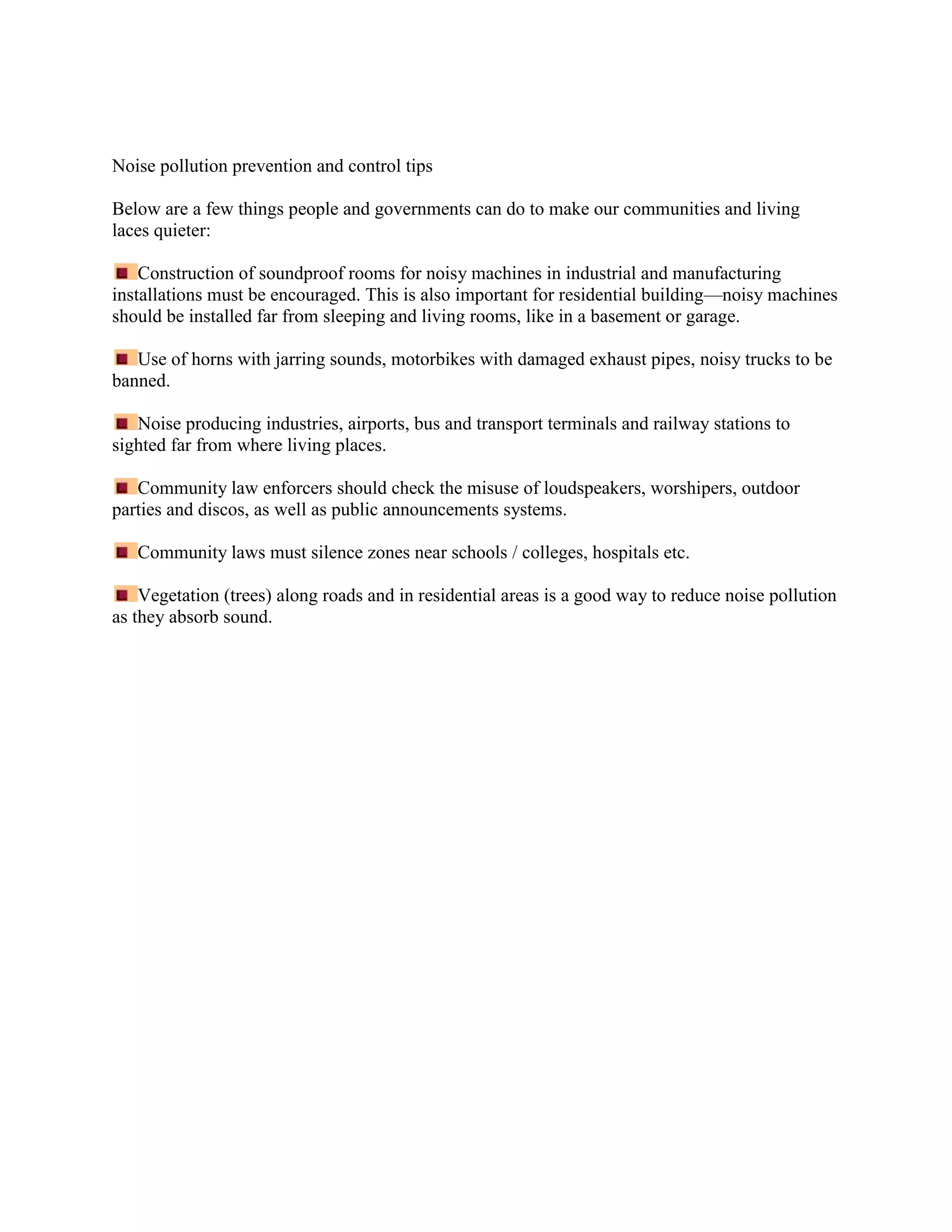 Noise pollution prevention and control tips | DOCX