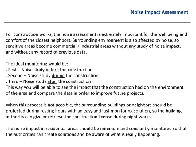 Noise Impact Assesment | PPTX | Developmental Sites | Real Estate