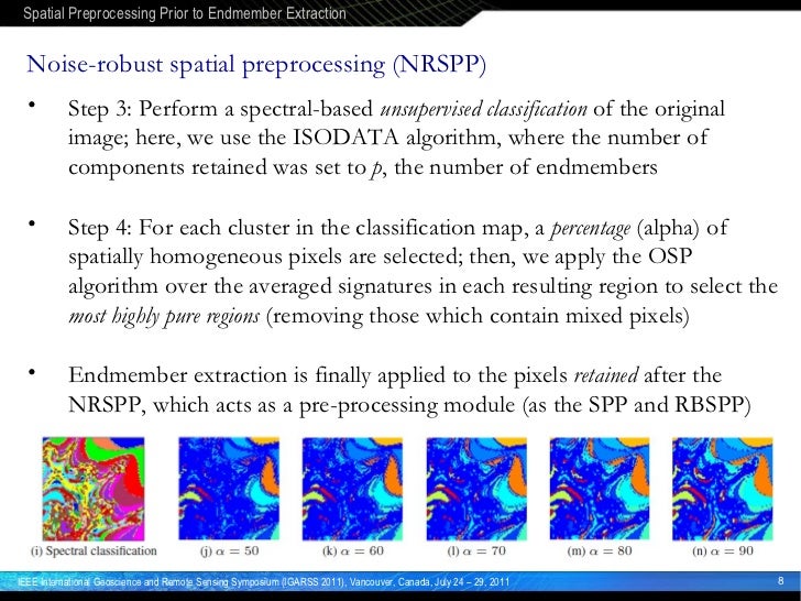Noise Robust Spatial Preprocessing Prior To Endmember Extraction From