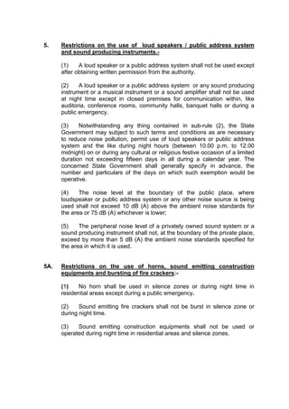 THE NOISE POLLUTION (REGULATION AND CONTROL) RULES, 2000, India | PDF
