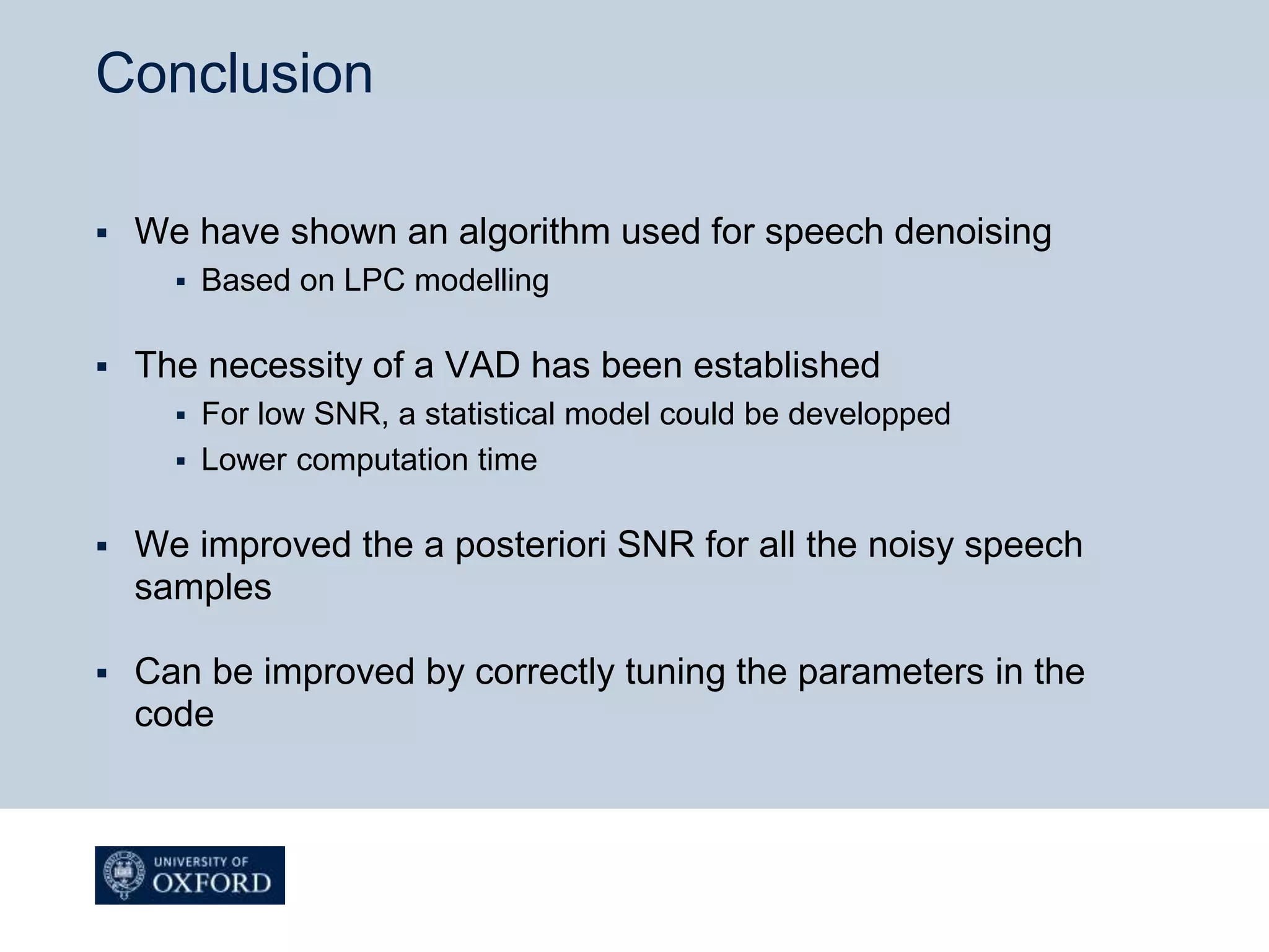 Noise suppression Algorithm | PPTX