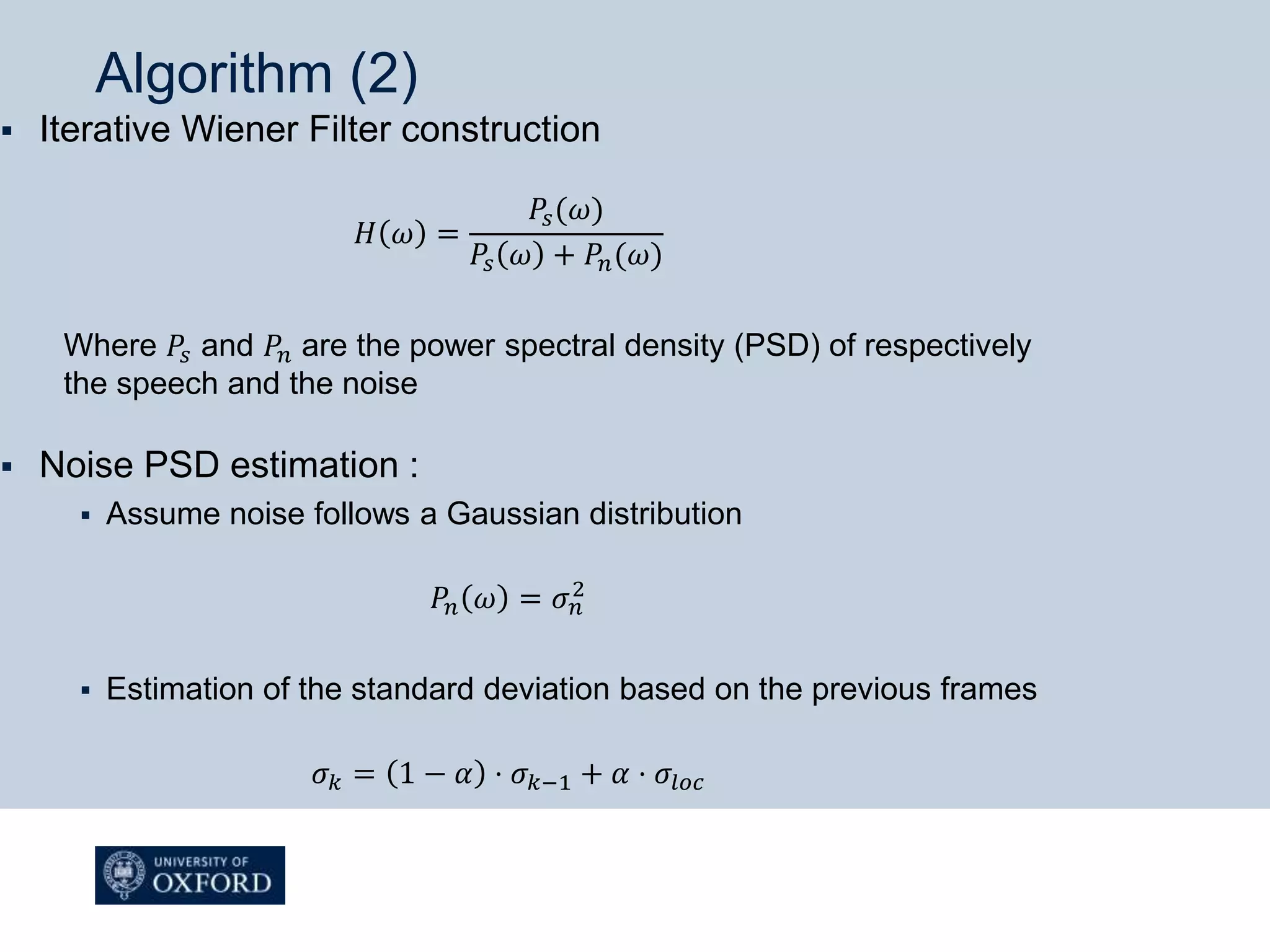 Noise suppression Algorithm | PPTX