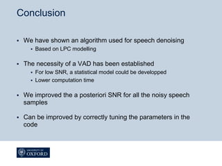 Noise suppression Algorithm | PPTX