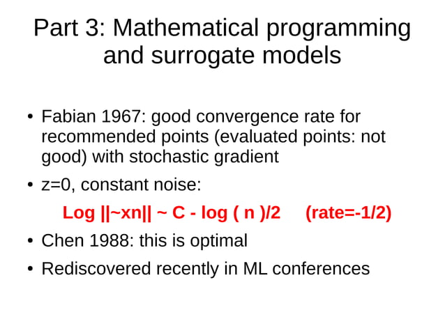 Noisy optimization --- (theory oriented) Survey | ODP | Technology & Computing