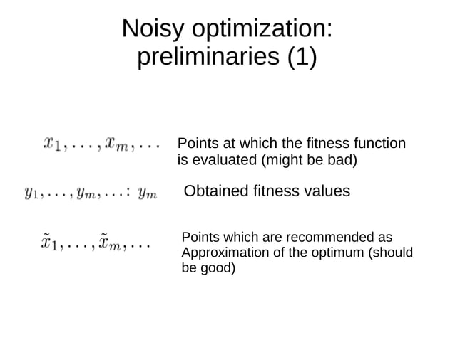 Noisy optimization --- (theory oriented) Survey | ODP | Technology & Computing