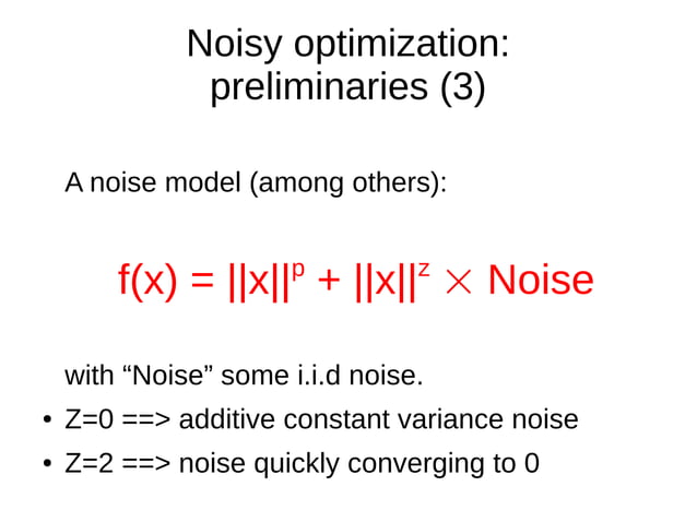 Noisy Optimization Theory Oriented Survey Odp Technology