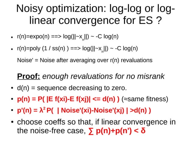Noisy optimization --- (theory oriented) Survey | ODP | Technology & Computing