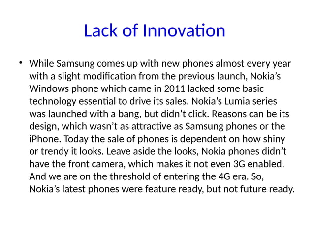 Power Point Presentation on Failure of “NOKIA” | PPT | Smartphones ...