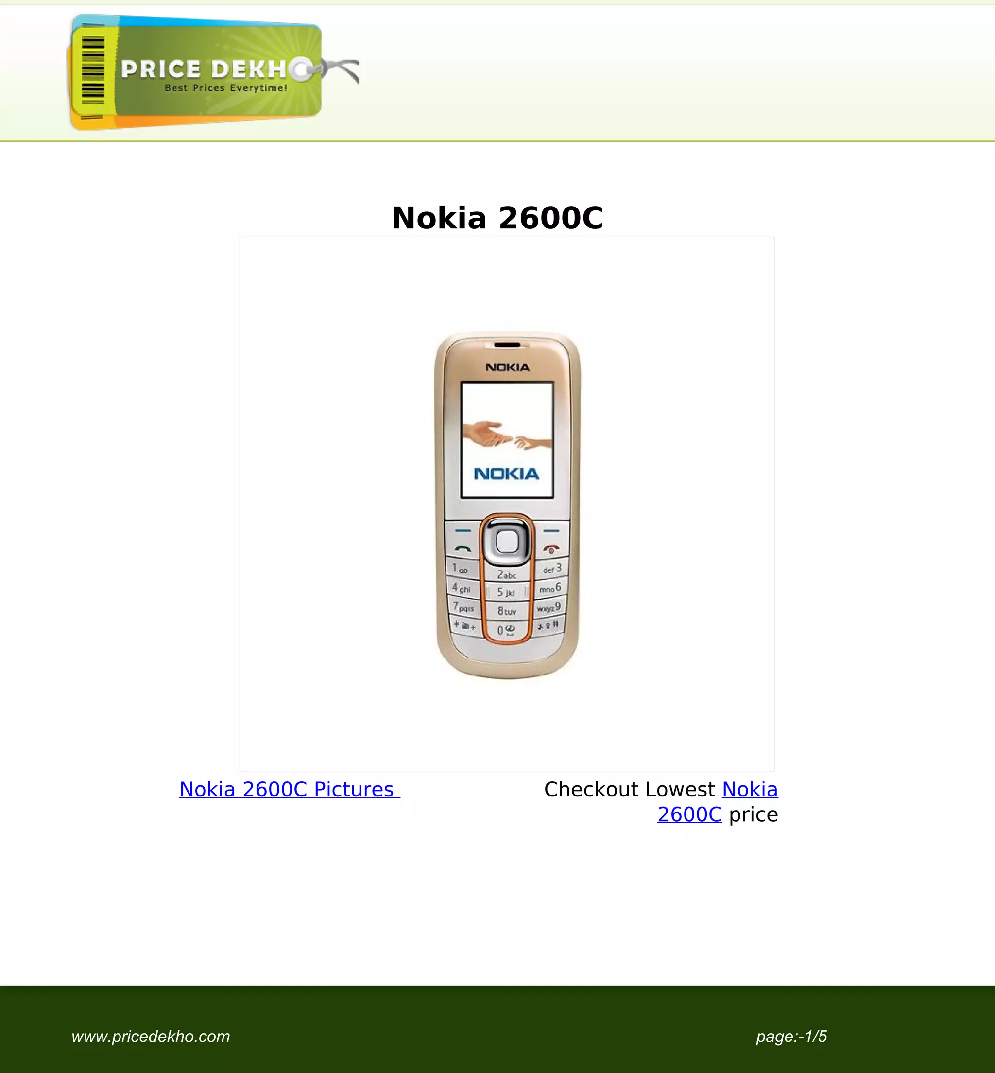 Nokia 2600C specification | PDF