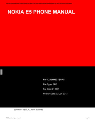 Nokia e5-phone-manual | PDF