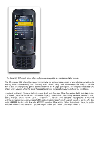 Nokia 002 l4d0 n86 unlocked phone with 8 mp camera auto focus flash and ...