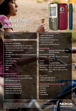 Nokia c2 00-data_sheet | PDF