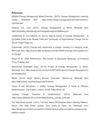 Nokia change management | DOCX
