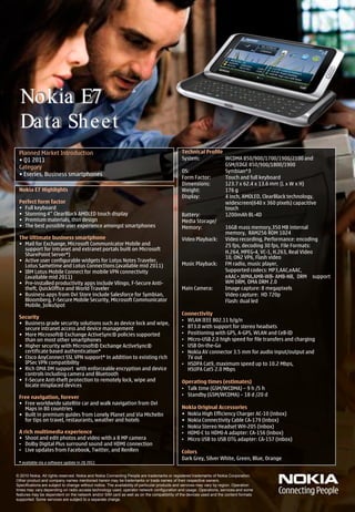 Nokia E7 Specifications