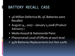 Nokia Battery logistics recall | PPTX | Recalls | Consumer Issues