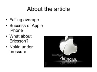 Nokia vs ericsson vs apple | PPT