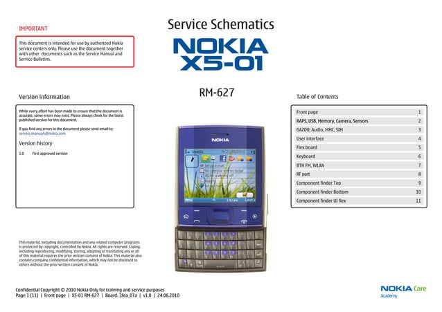 Nokia x5 01-rm-627_schematics_v1.0 | PPT