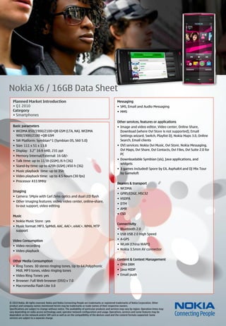 Nokia X6 16 Gb Data Sheet Final | PDF
