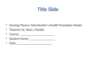 Comprehensive Overview of Nola Pender’s Health Promotion Model in ...