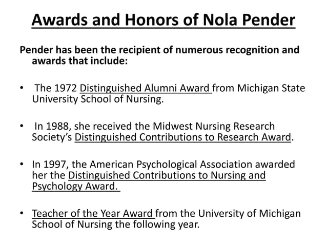 Nola Pender (HPM)- Ms Ritika | PPTX