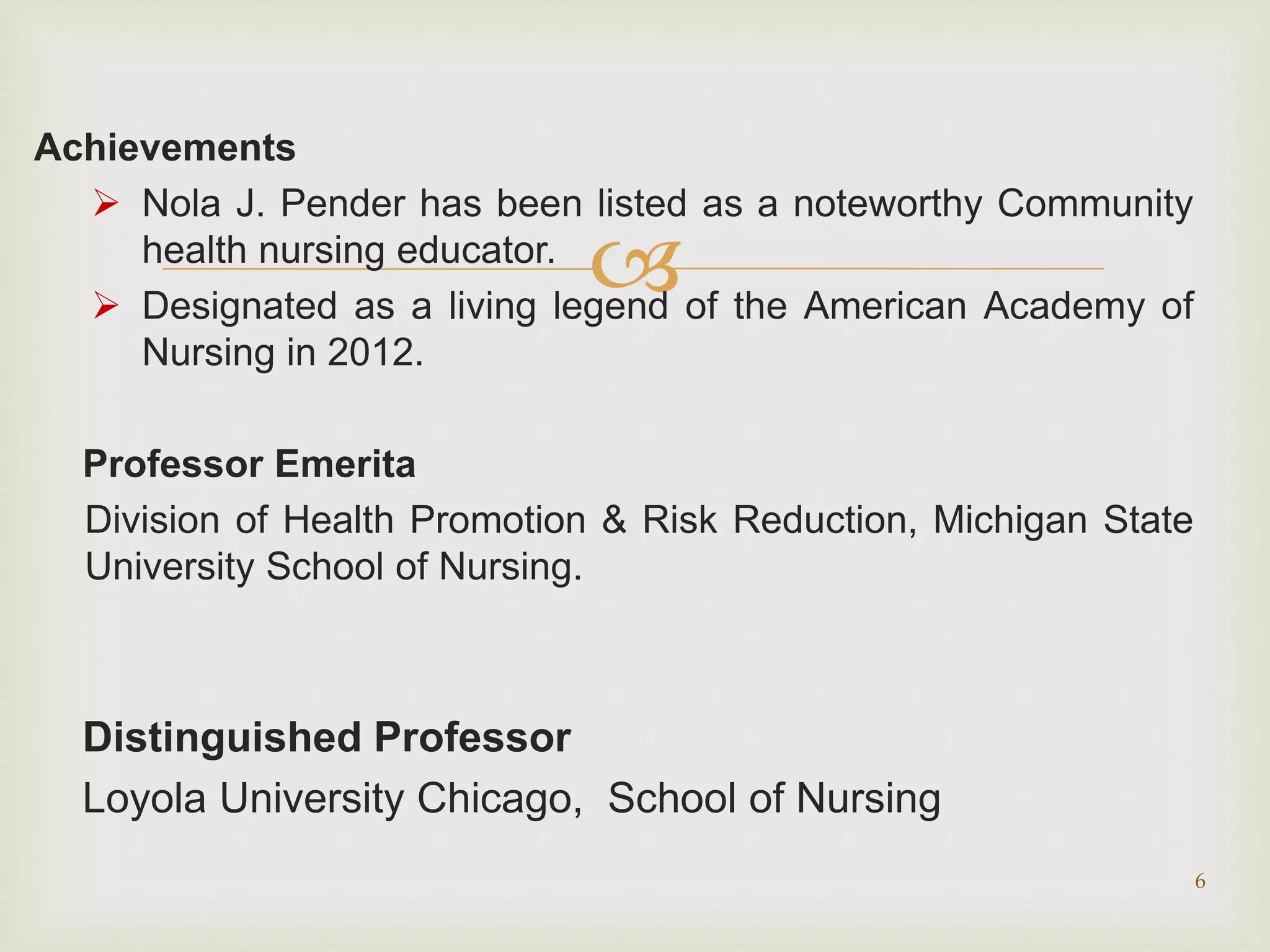 Nola penders theory | PPTX