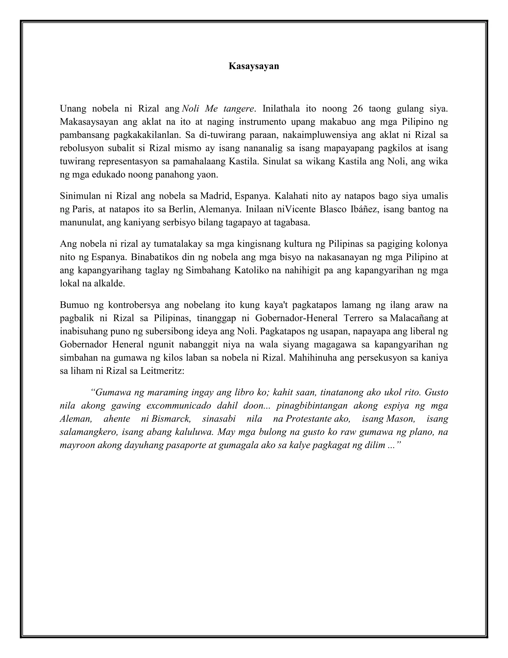 Noli Me Tangere (Filipino | DOCX