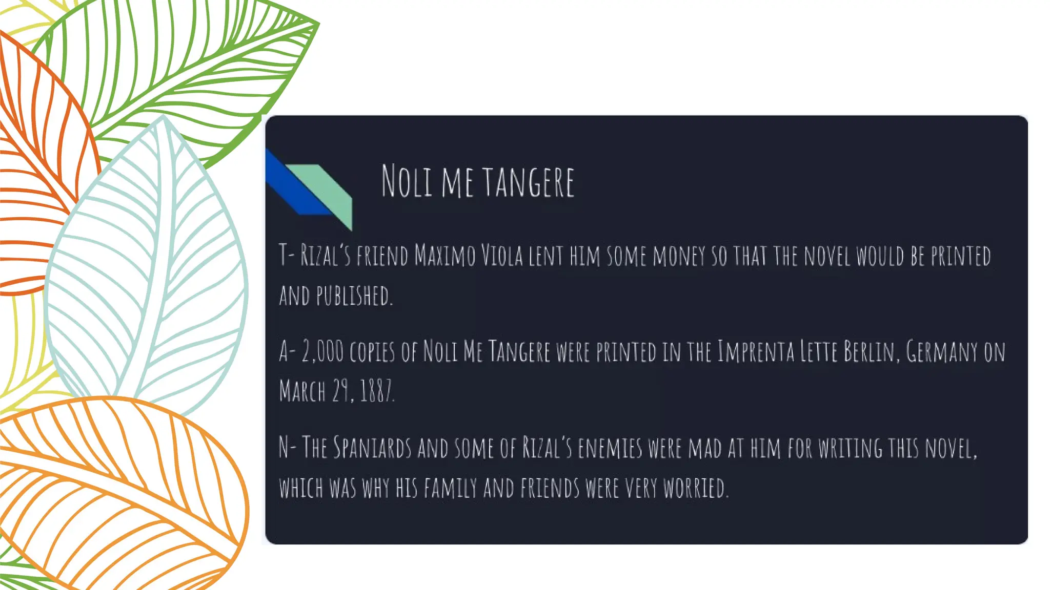 THE BRIEF HISTORY OF NOLI ME TANGERE.pptx | Fiction | Books and Literature