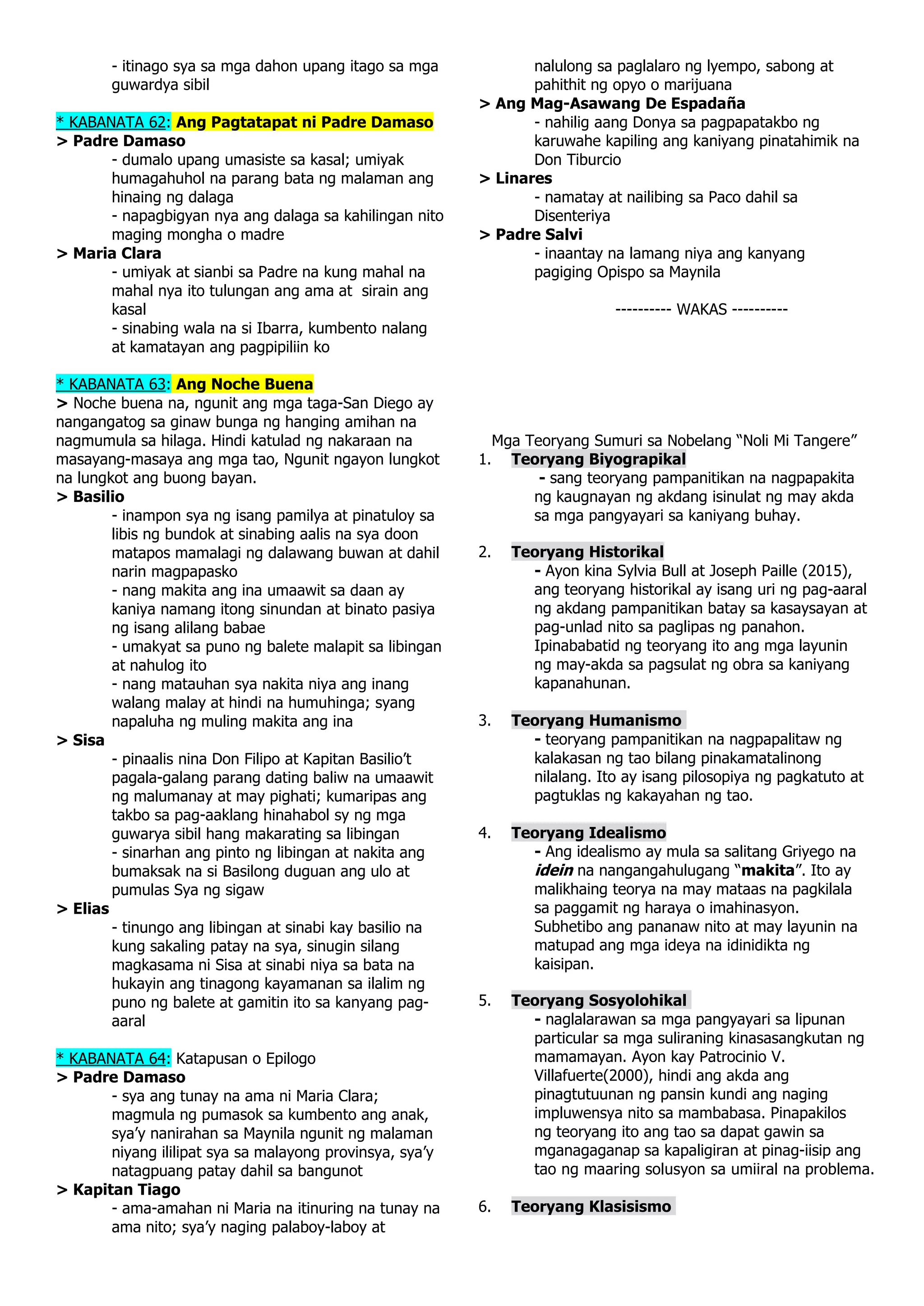 NOLI ME TANGERE (Buod at Pinaikling Bersyon) | PDF