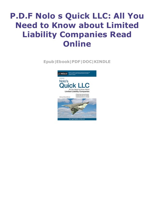 P.D.F Nolo s Quick LLC: All You Need to Know about Limited