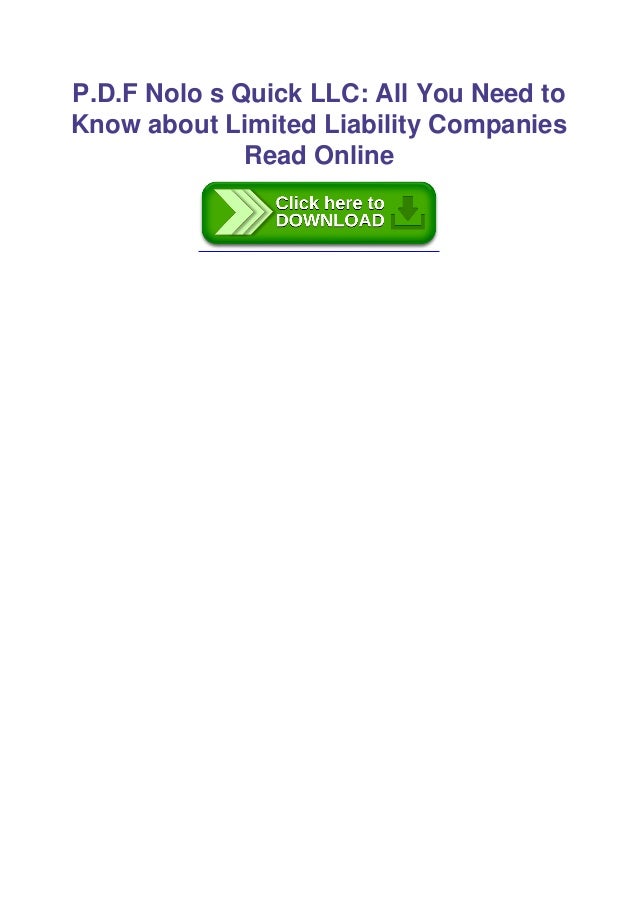 P.D.F Nolo s Quick LLC: All You Need to Know about Limited