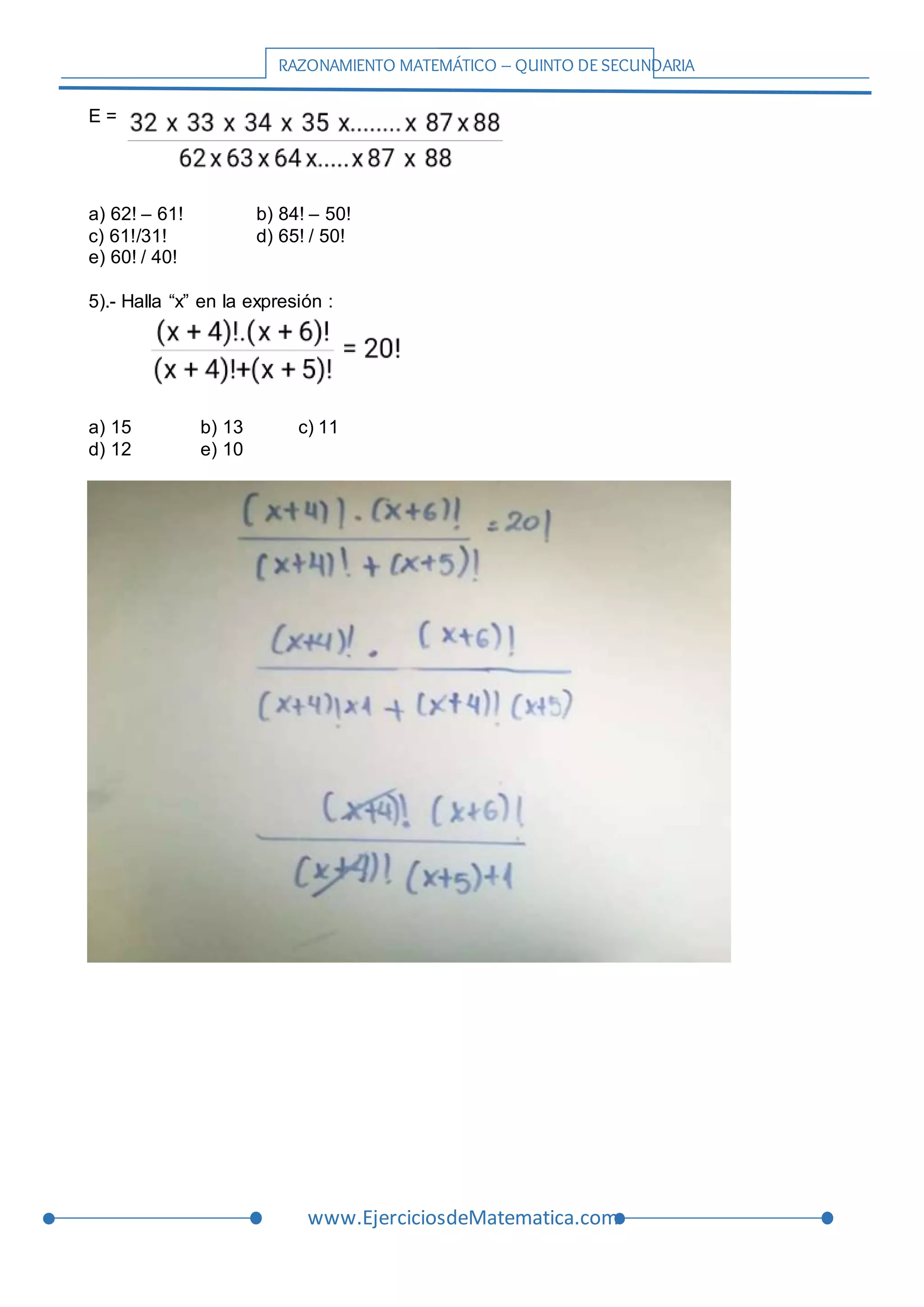 Factoriales | DOCX | Education
