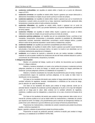 NORMA Oficial Mexicana NOM-005-STPS-1998, Relativa a las condiciones de ...