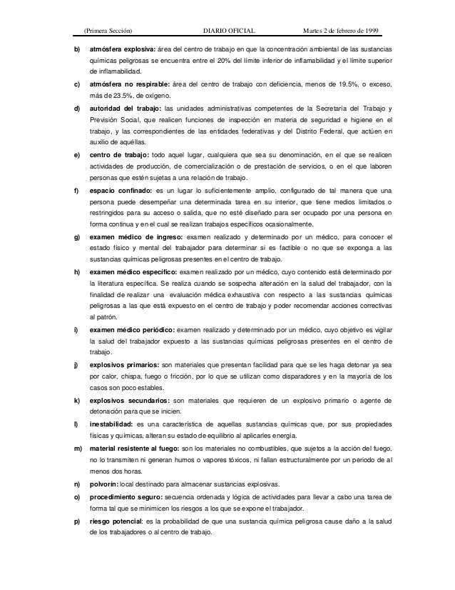 NORMA Oficial Mexicana NOM-005-STPS-1998, Relativa a las condiciones