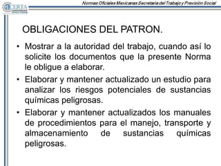Nom 005-STPS-1998 RELATIVA A LAS CONDICIONES DE SEGURIDAD E HIGIENE EN ...