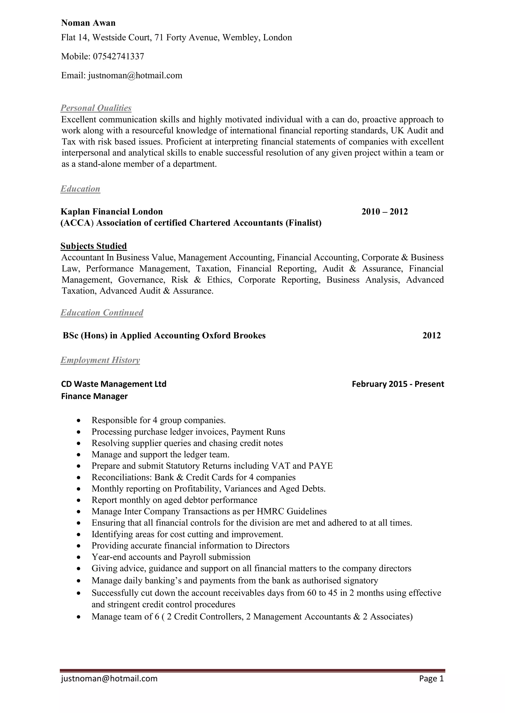 Noman cv | PDF