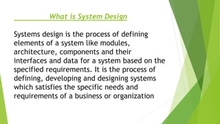 System Design For Computer Architecture | PPT