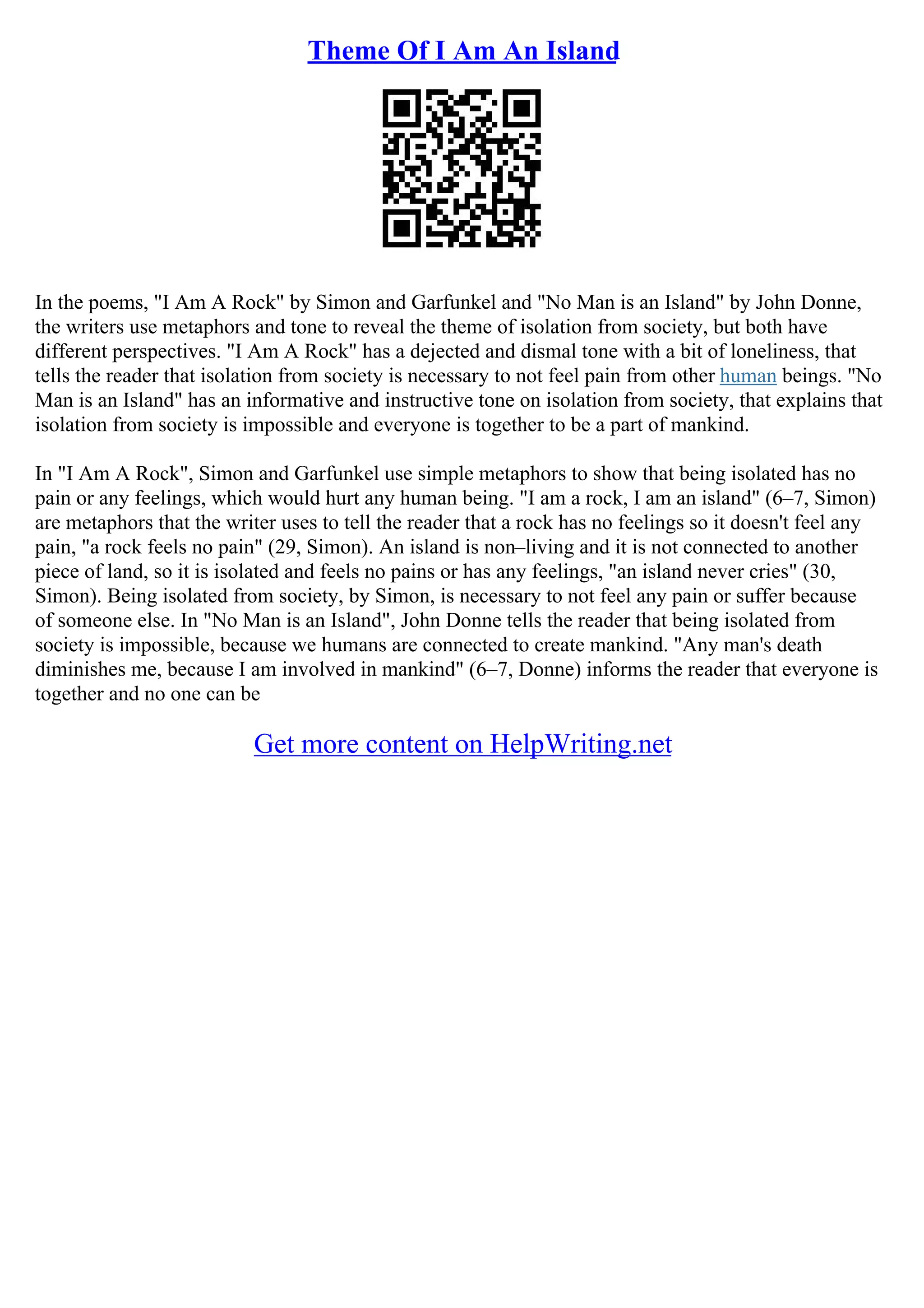 No Man Is An Island Essay | PDF