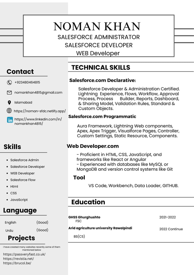 Noman Khan Sfdc Salesforce Administrator and Developer | PDF