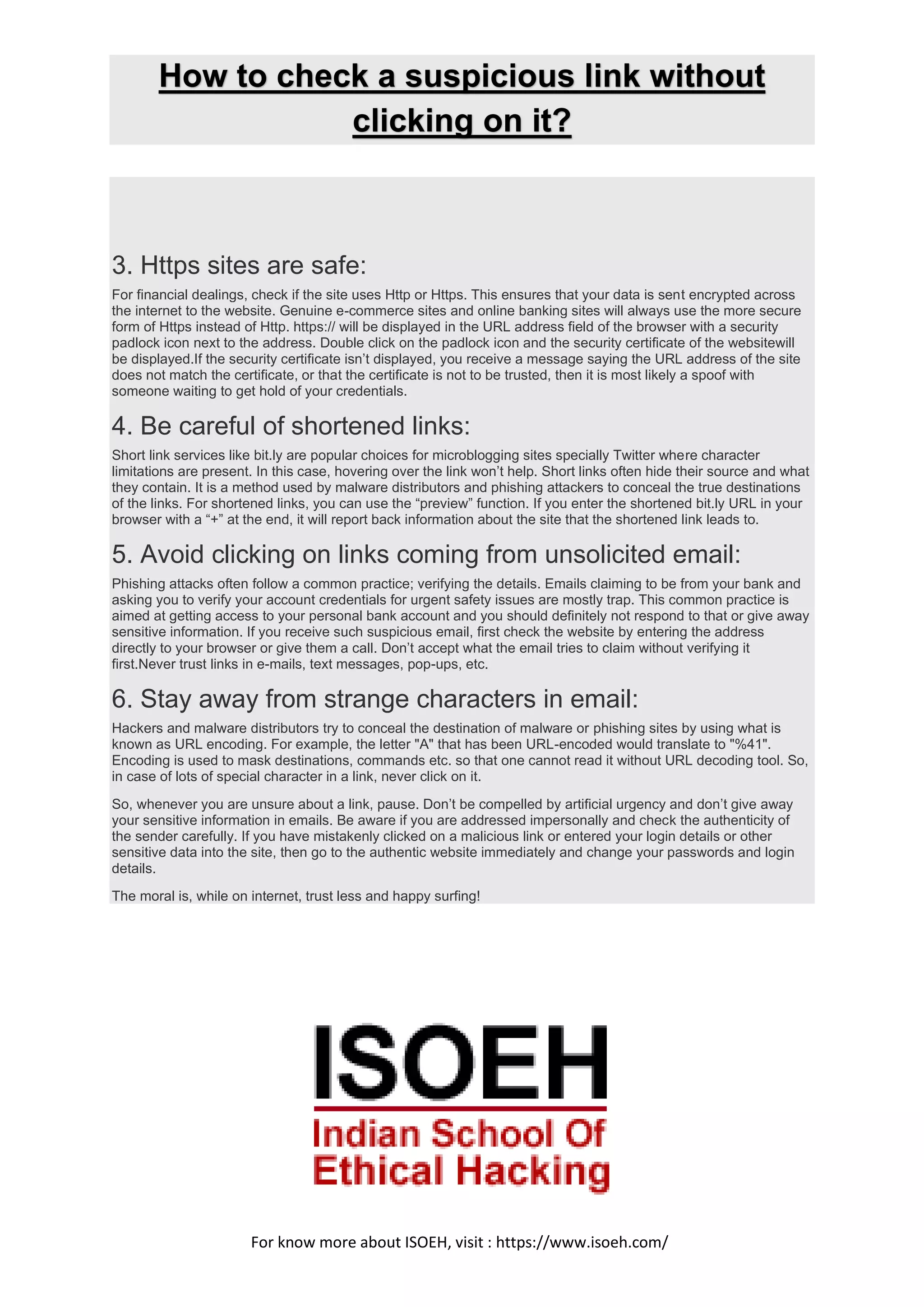 How to check a suspicious link without clicking on it? | PDF